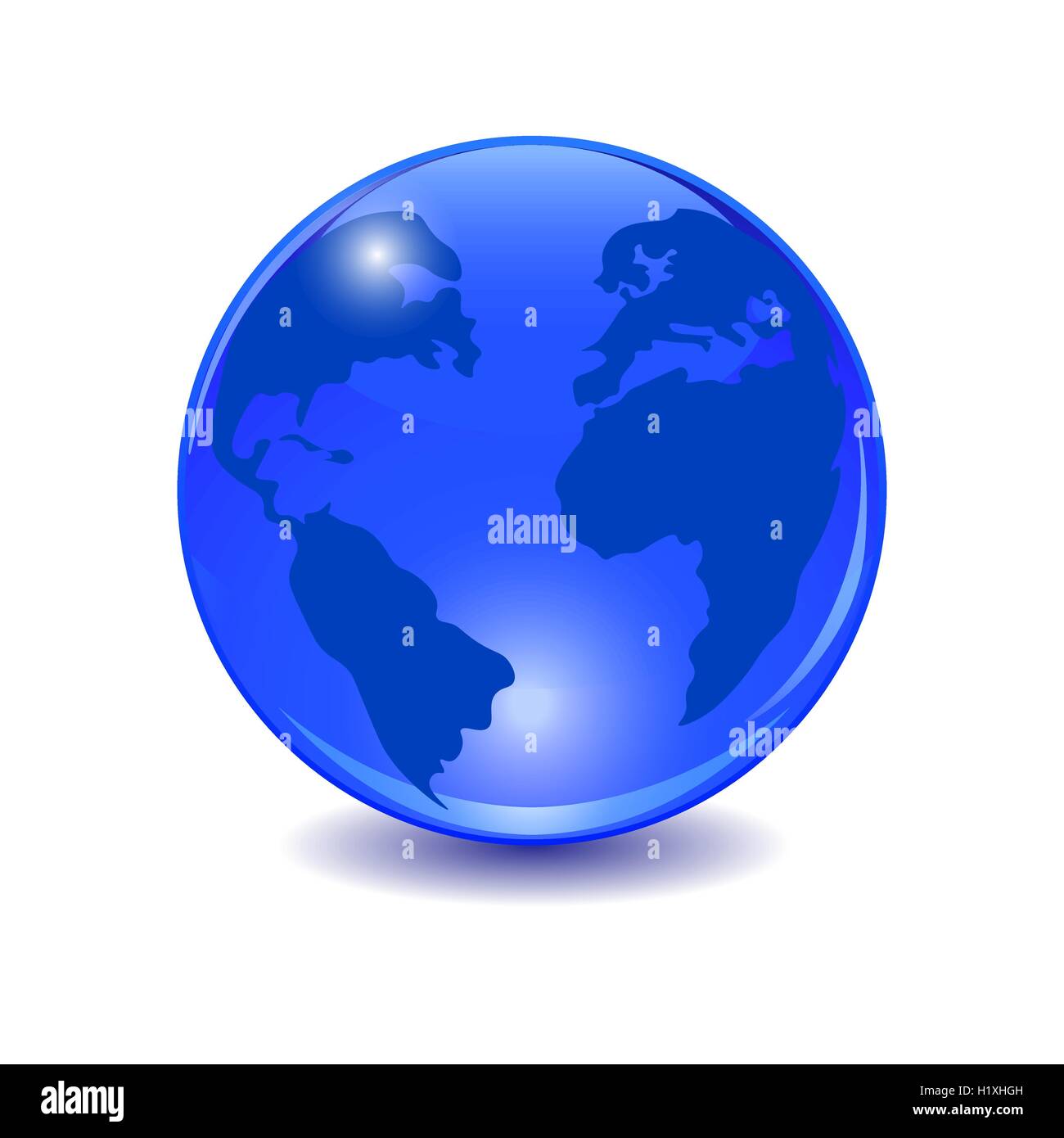 Blue earth. Stylized glossy ball with shadow illustration Stock Vector ...