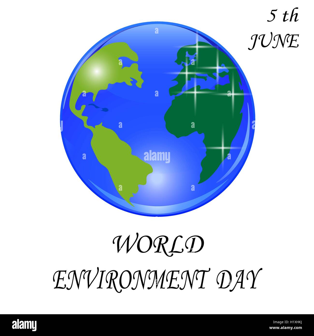 Blue planet with green continents. Stylized glossy ball. World ...