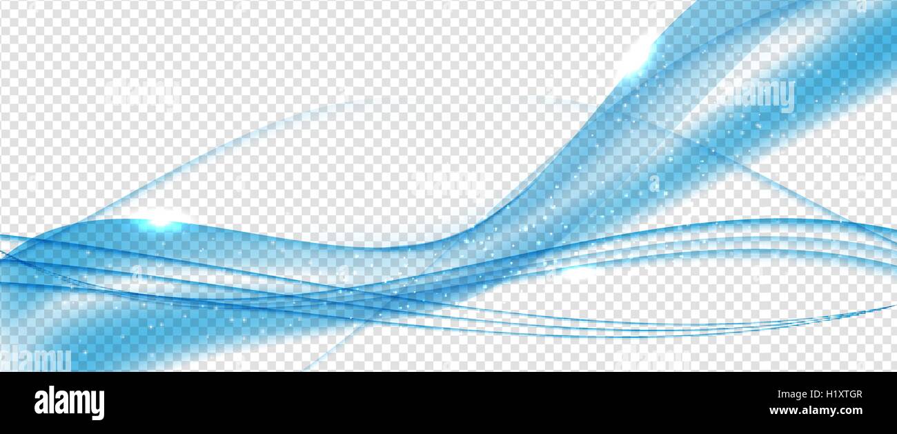 Abstract Blue Wave Set on Transparent Background. Vector Illustr Stock ...