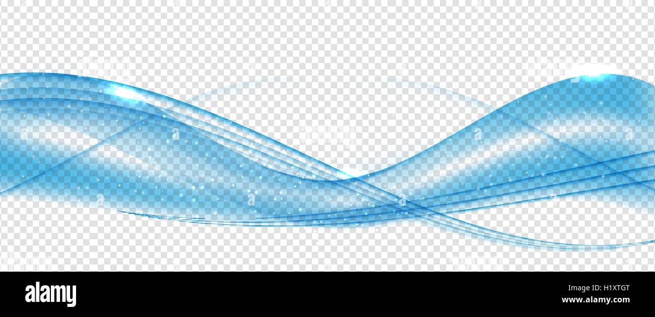 Abstract Blue Wave Set on Transparent Background. Vector Illustr Stock ...