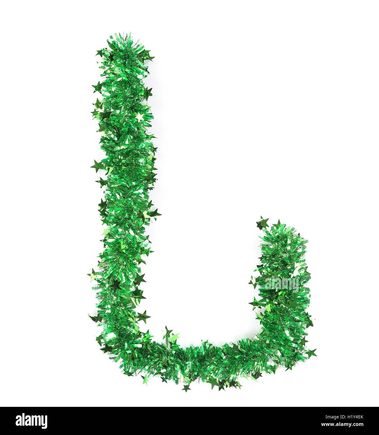 Green tinsel with stars in form of letter L Stock Photo - Alamy