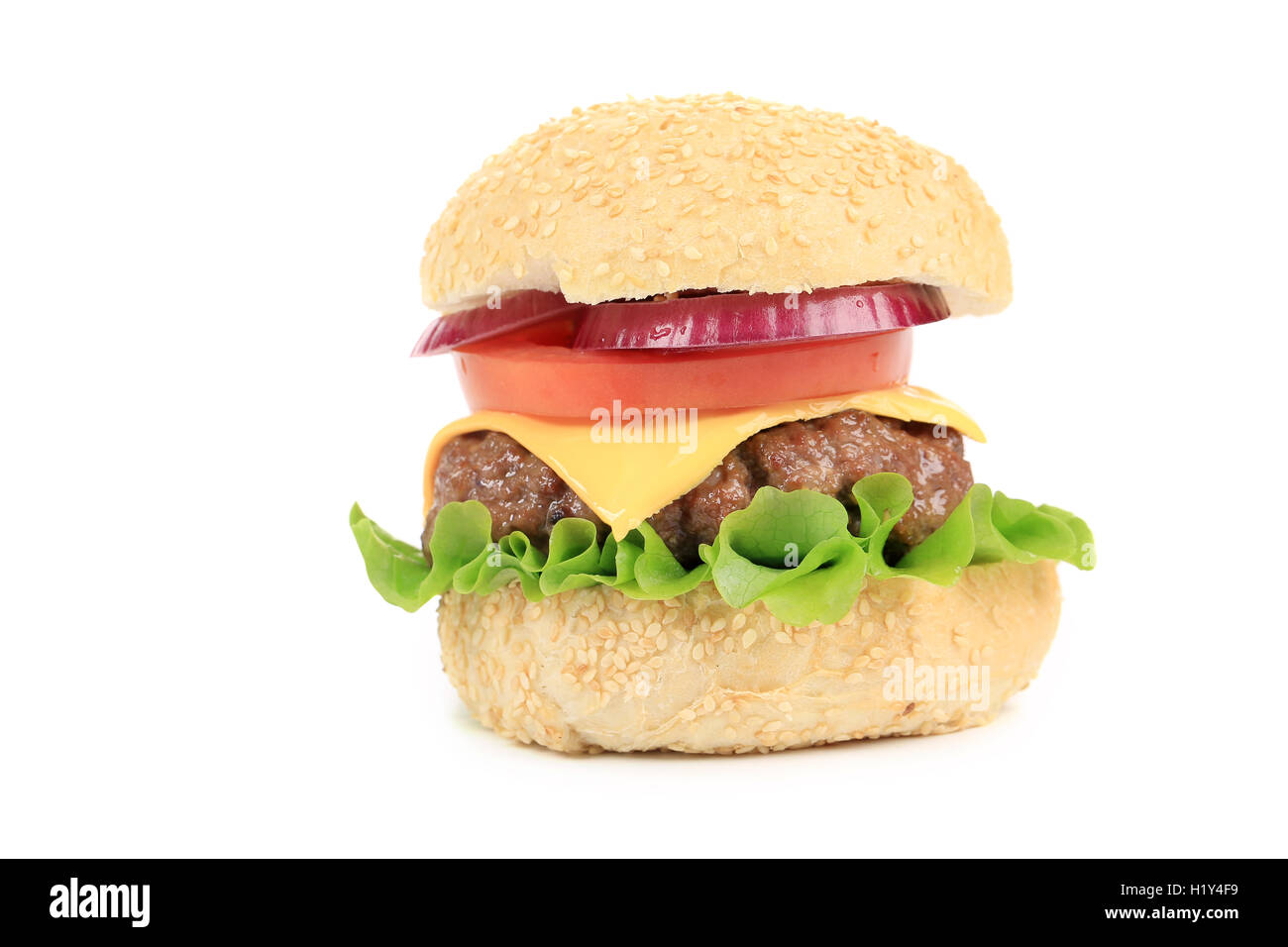 Appetizing fast food hamburger Stock Photo - Alamy