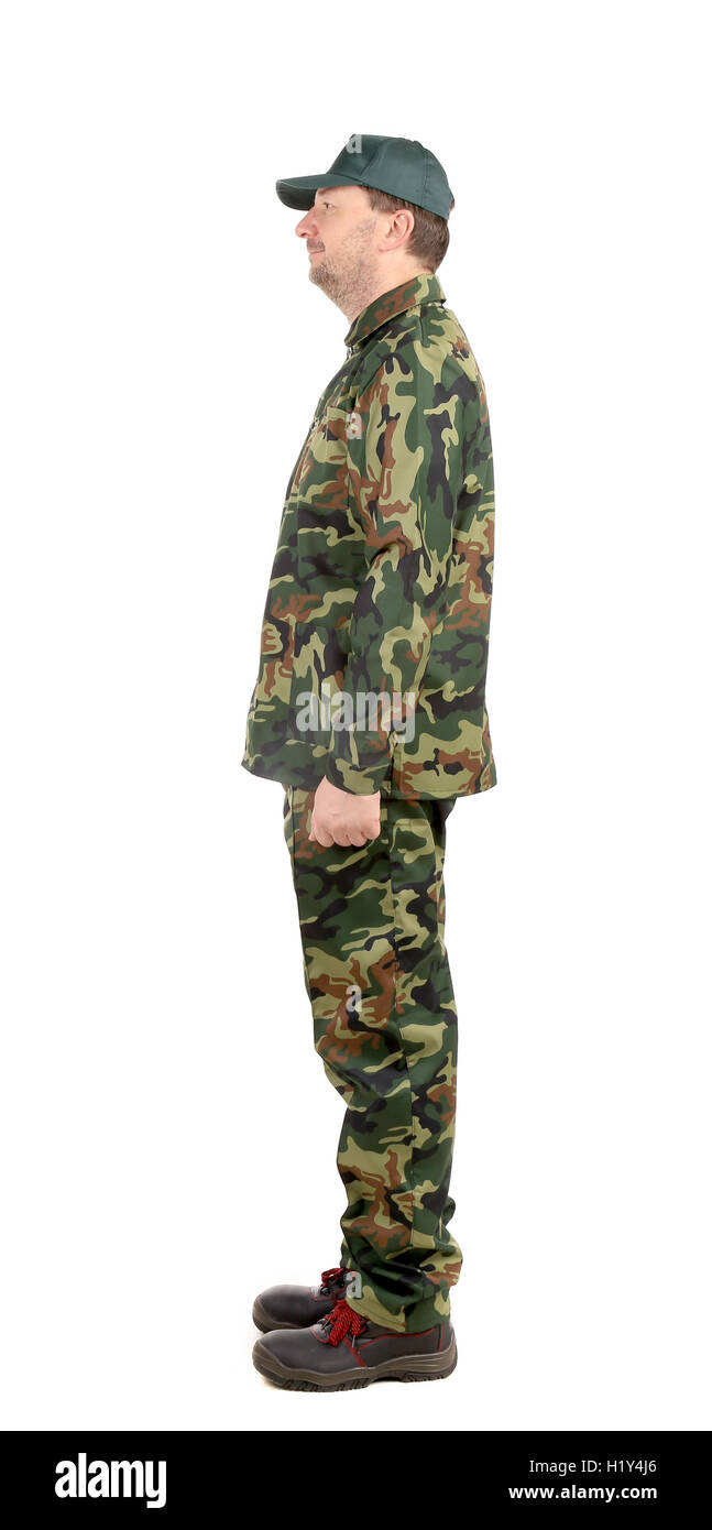 Man in military suit. Side view Stock Photo - Alamy