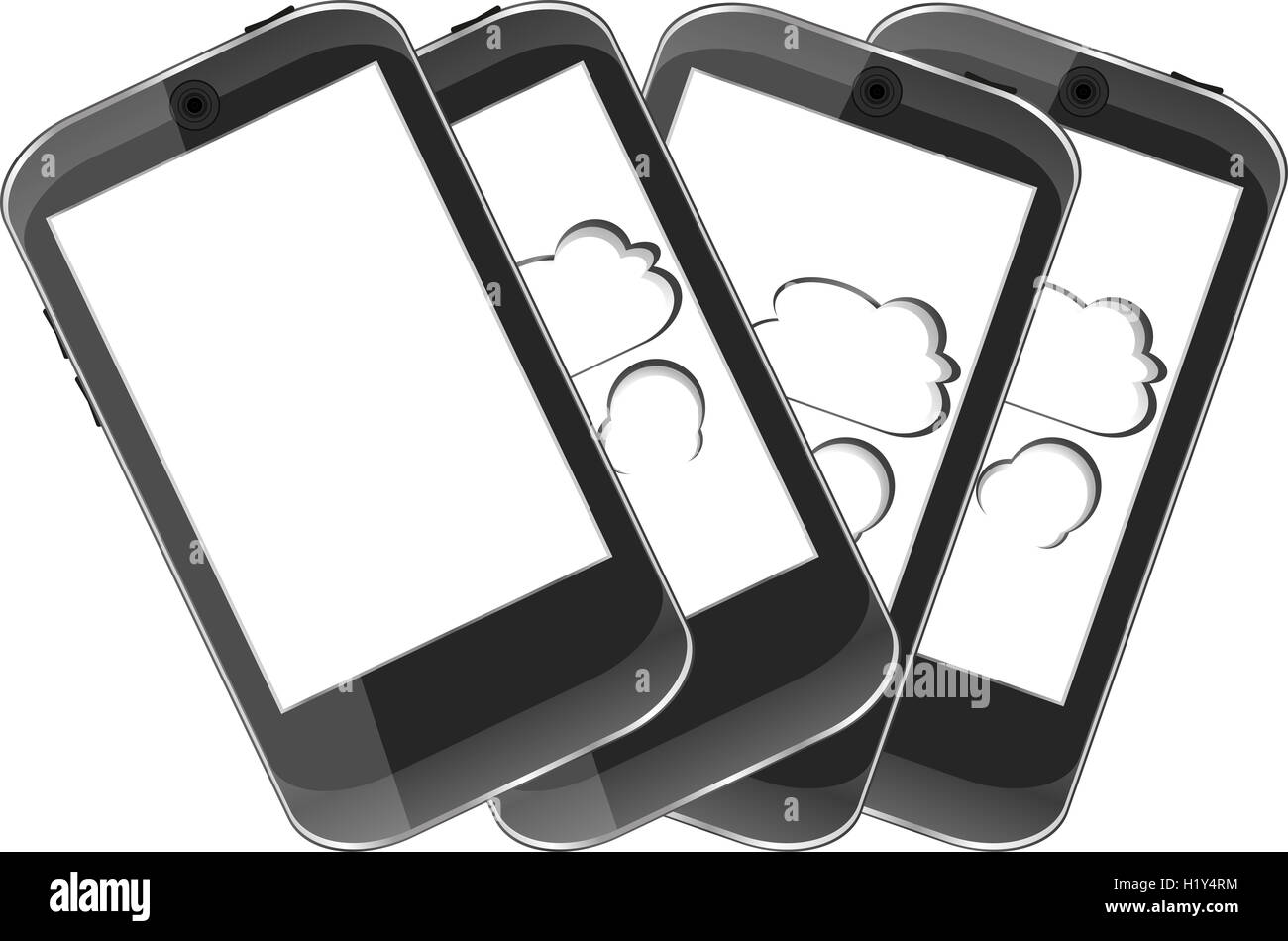 Smart phone set with cloud computing symbol on a screen Stock Photo - Alamy