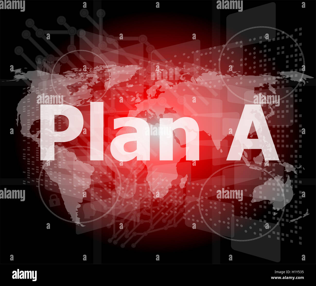 The word plan a on digital screen, business concept Stock Photo - Alamy