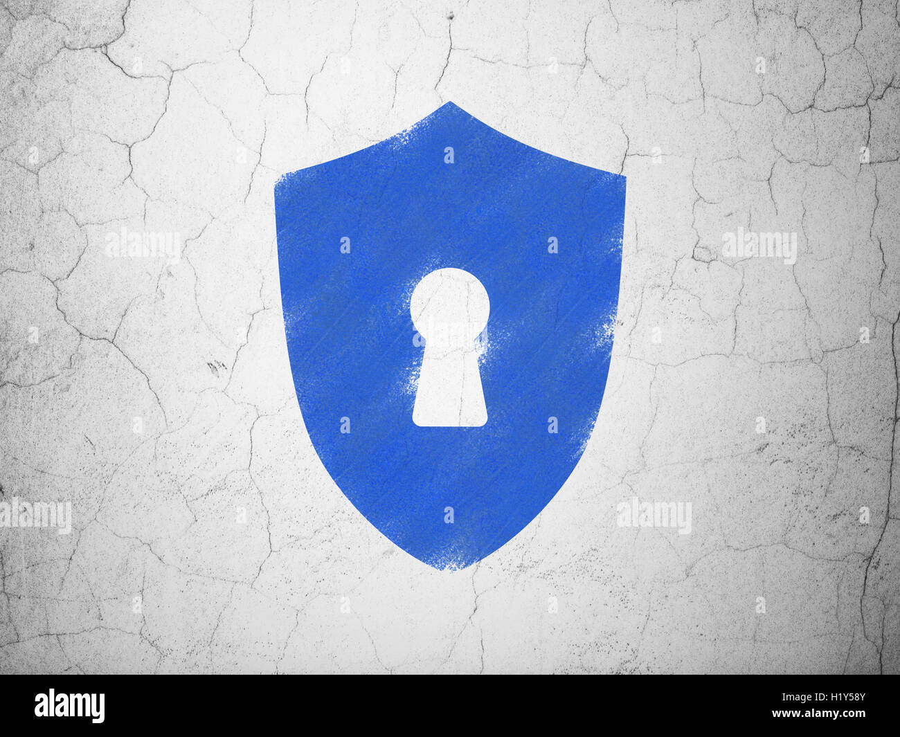 Privacy concept: Shield With Keyhole on wall background Stock Photo - Alamy