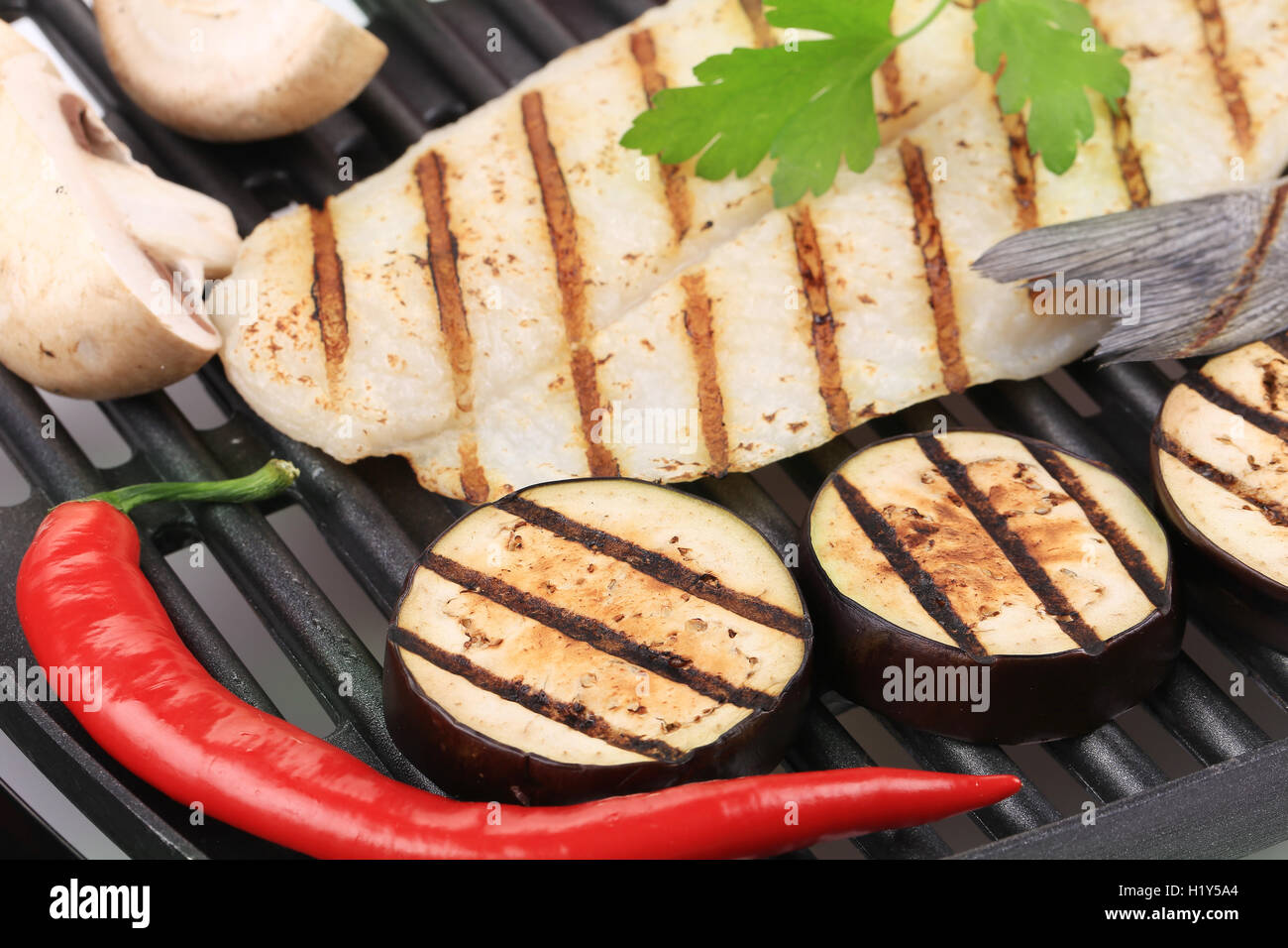 Grilled fillet of pangasius Stock Photo - Alamy