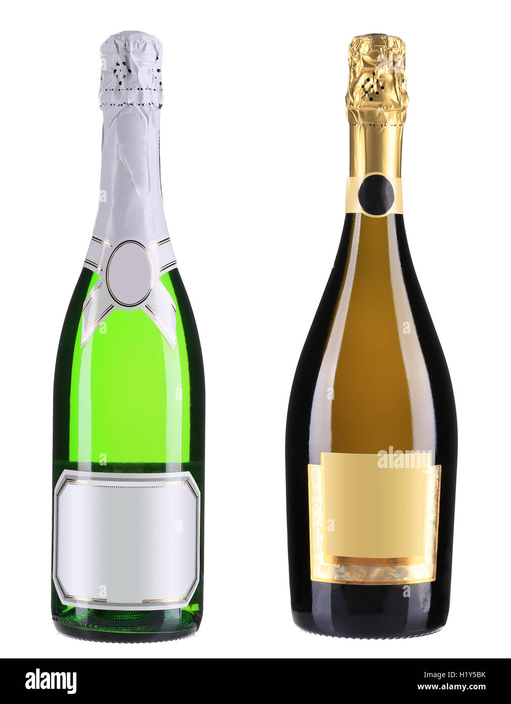 Green bottles of champagne Stock Photo - Alamy