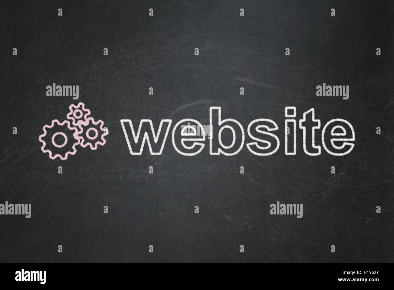 Web development concept: Gears and Website on chalkboard background Stock Photo - Alamy