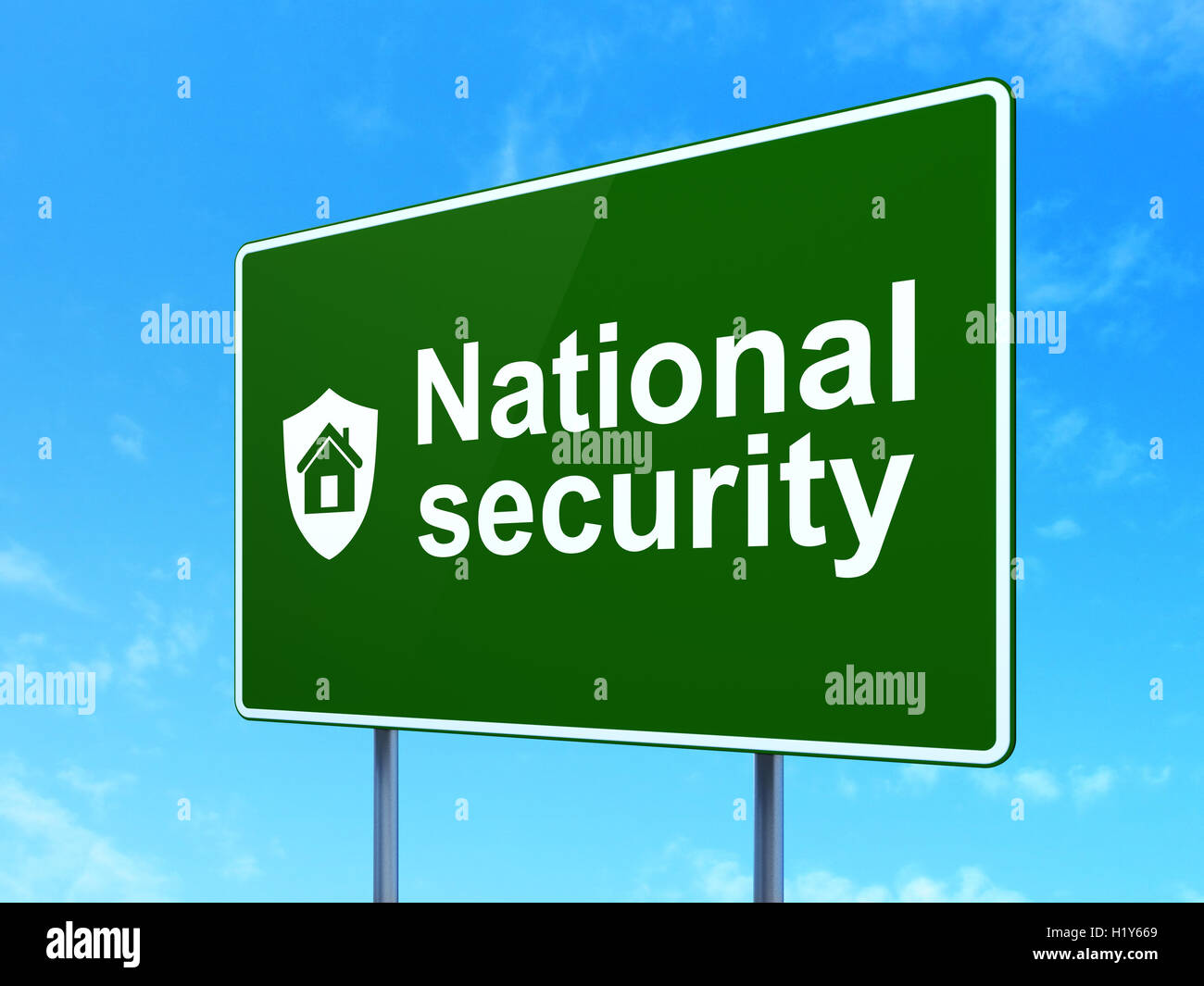 Security concept: National Security and Shield on road sign background ...