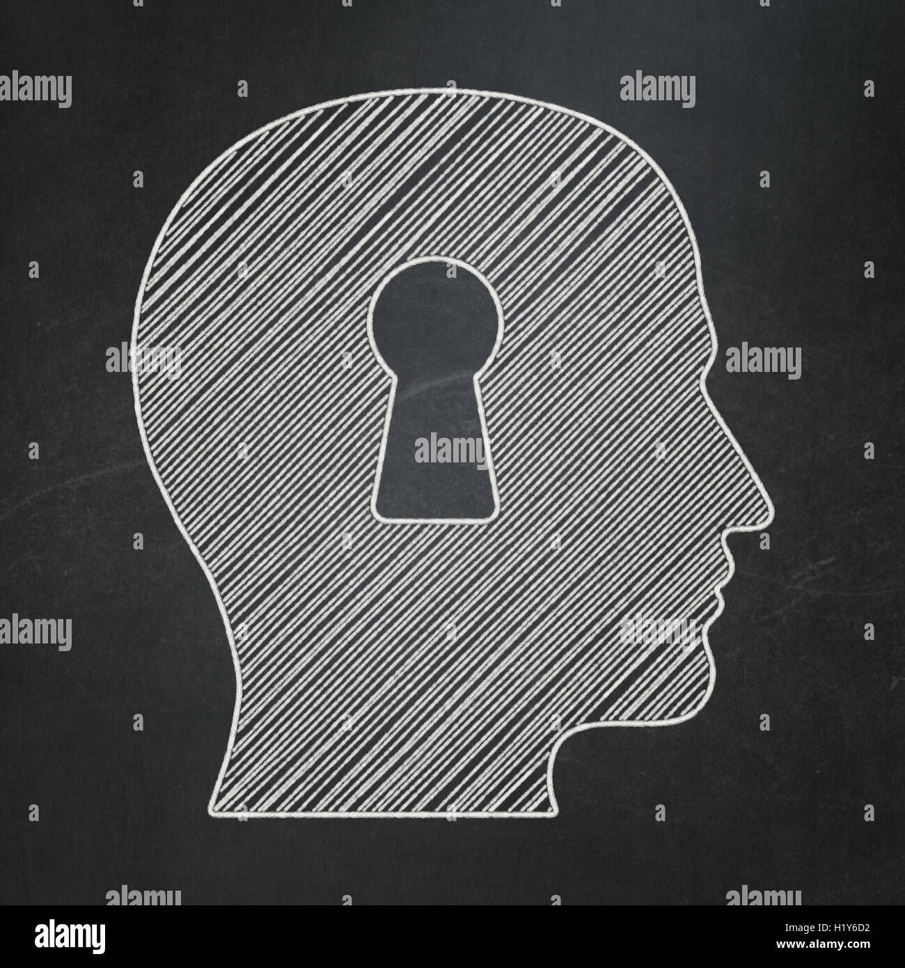 Safety concept: Head With Keyhole on chalkboard background Stock Photo ...