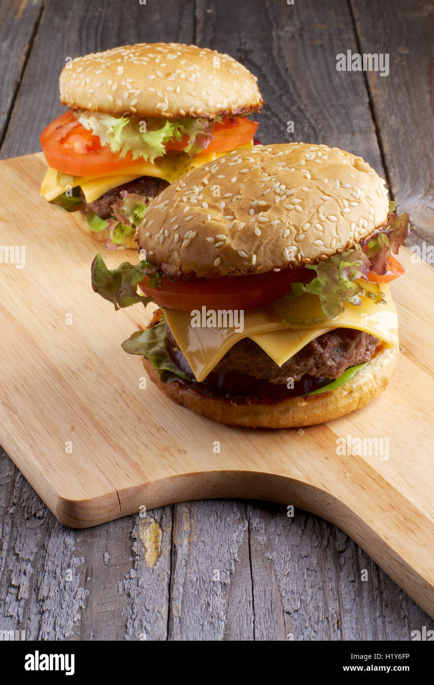 Two tasty juicy hamburgers hi-res stock photography and images - Alamy