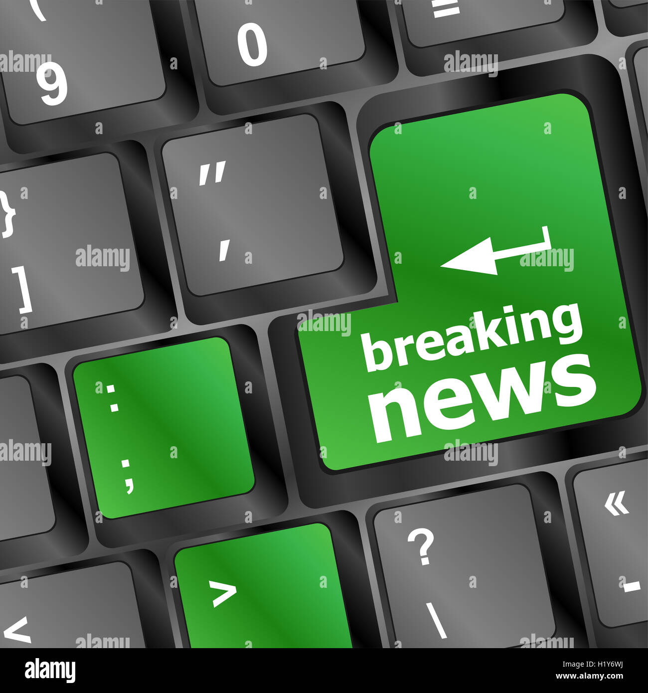 breaking news button on computer keyboard pc key Stock Photo - Alamy