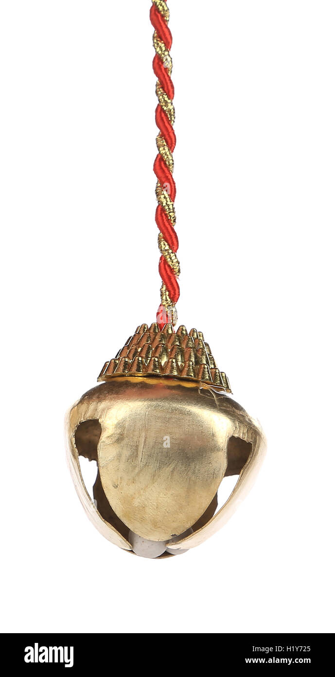 Golden jingle bell on a rope Stock Photo - Alamy