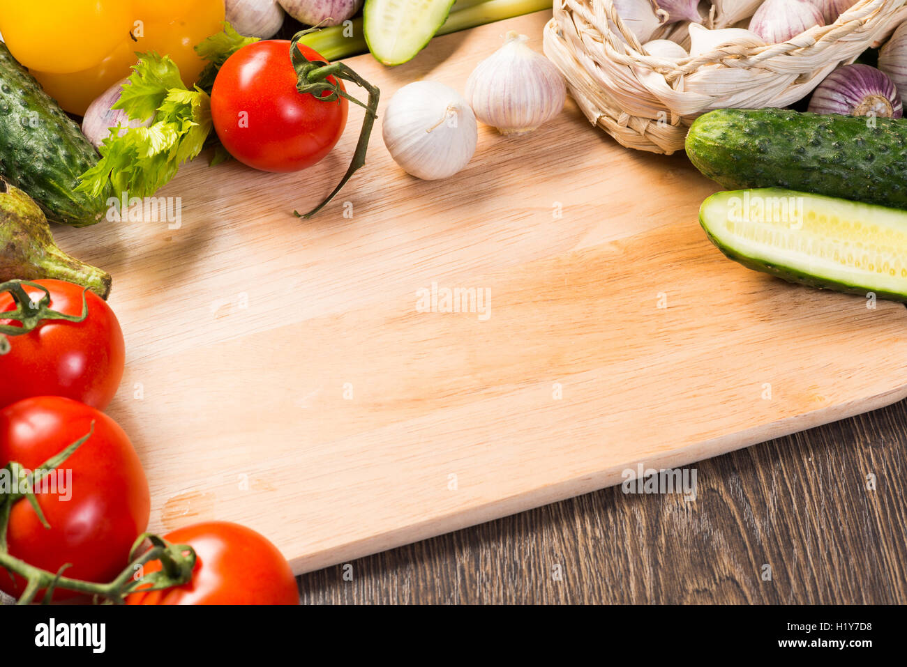 vegetables on the kitchen board Stock Photo - Alamy
