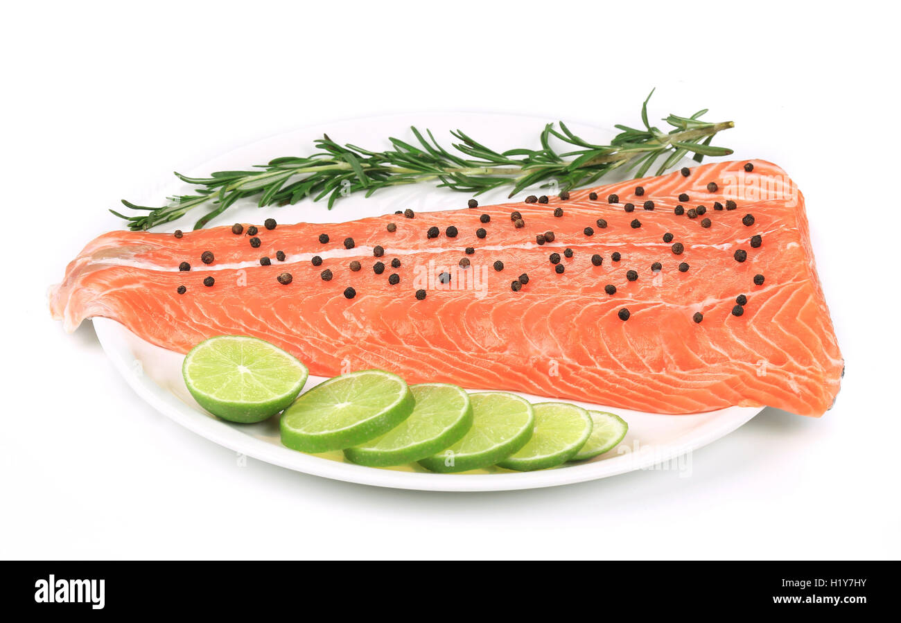 Skin on salmon fillet Cut Out Stock Images & Pictures - Alamy