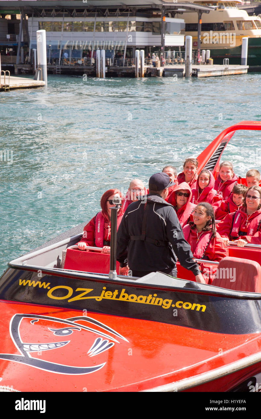 Oz Jet boating at Circular Quay,Sydney harbour,Australia Stock Photo ...