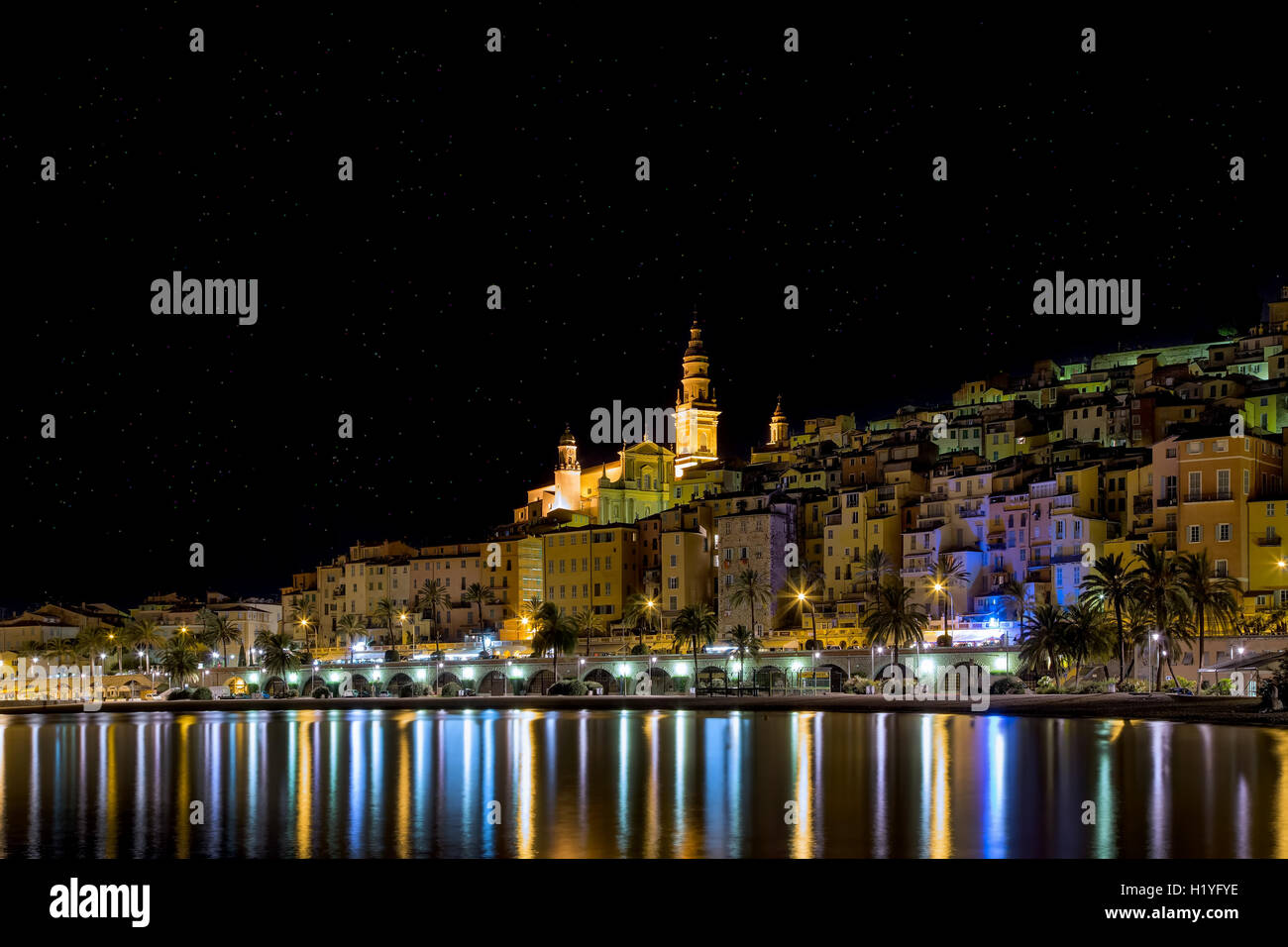 Night Menton. France Stock Photo - Alamy