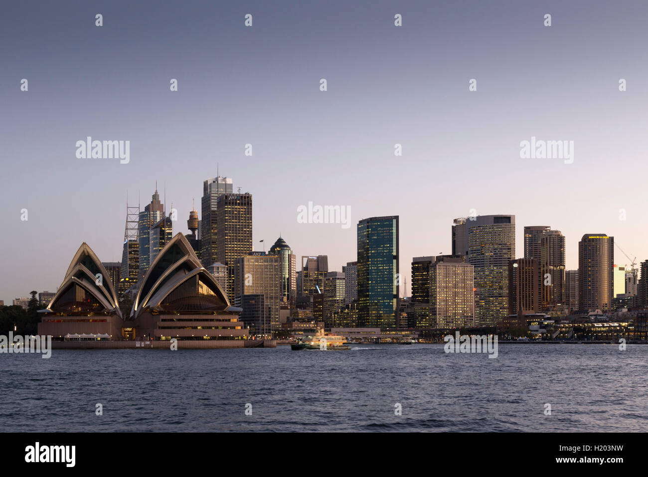 Sunset over Sydney CBD and Sydney Opera House Sydney Australia Stock ...