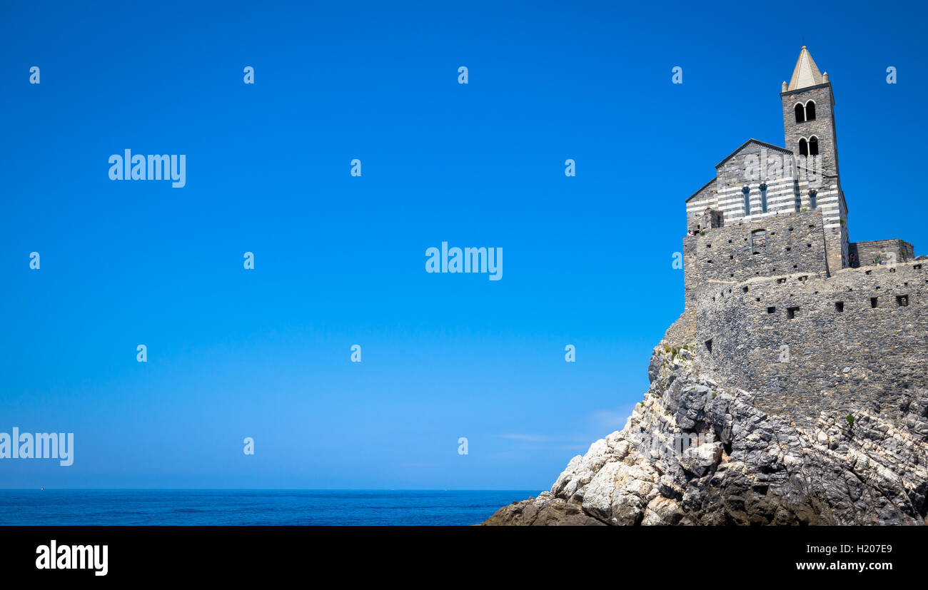 Bright colors in this panorama from the sea of San Pietro Church in ...