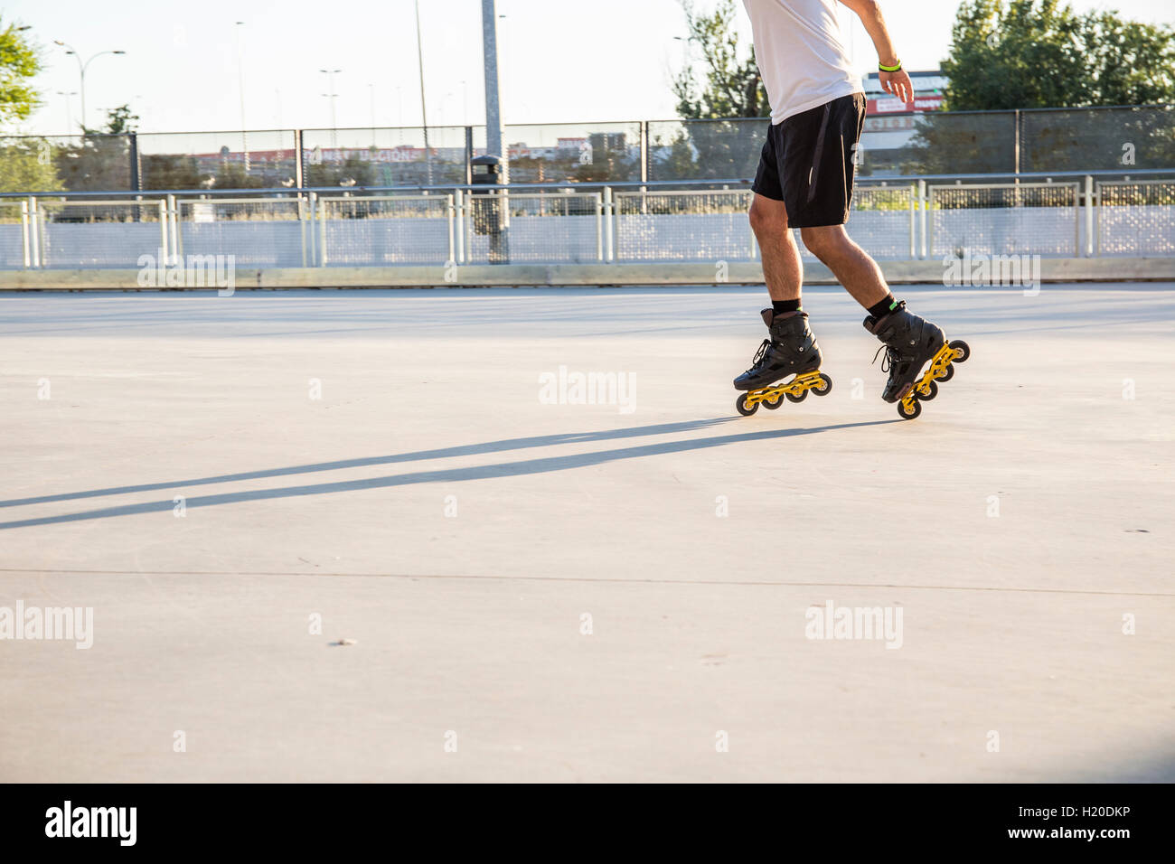 Man with rollerblades skating Stock Photo - Alamy