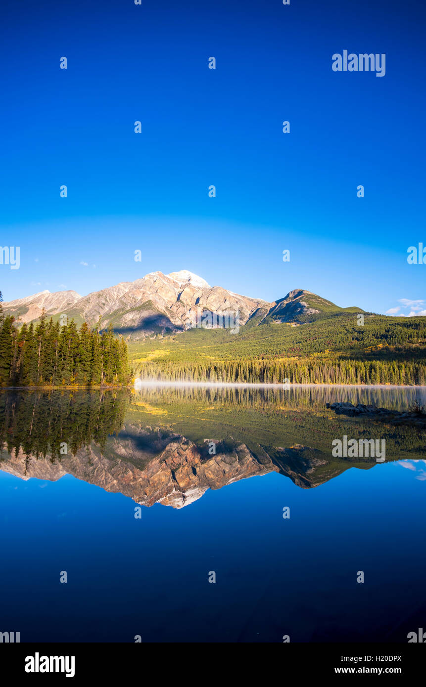 Canada, Jasper National Park, Jasper, Pyramid Mountain, Pyramid Lake in ...