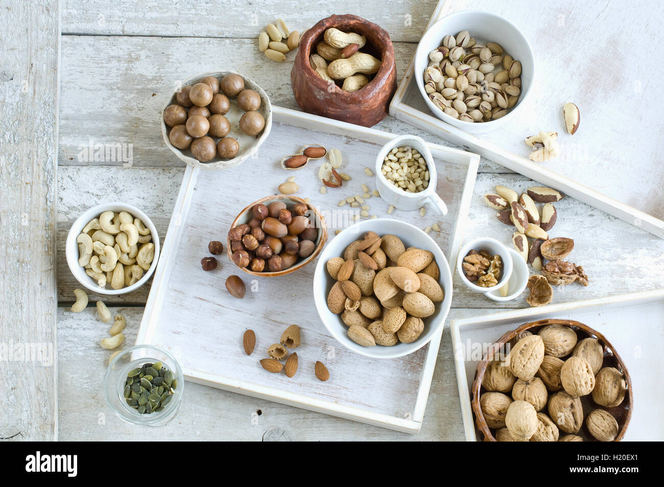 Various sorts of nuts Stock Photo - Alamy