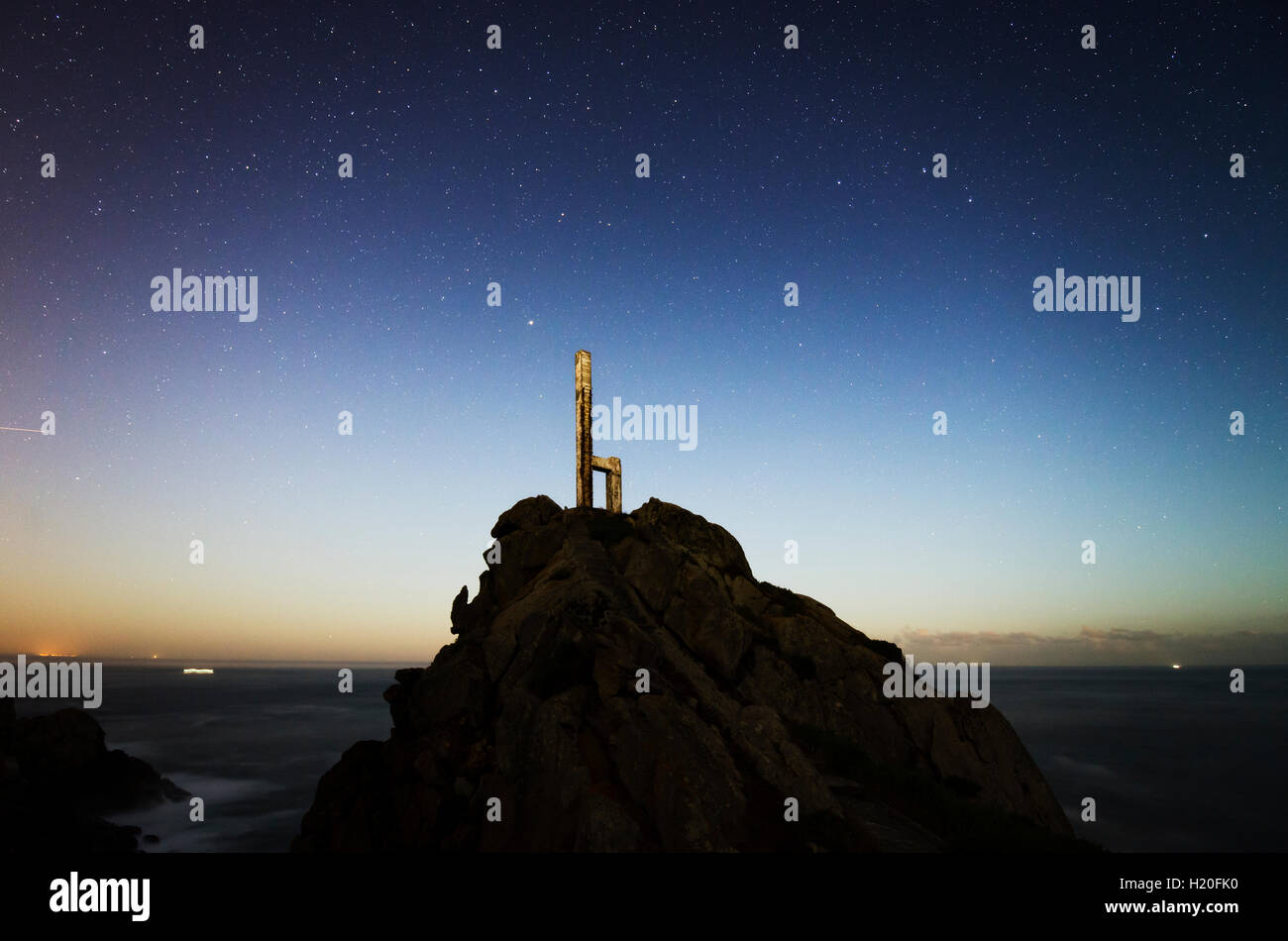 Spain, Galicia, Ferrol, Cape Prior at night Stock Photo - Alamy