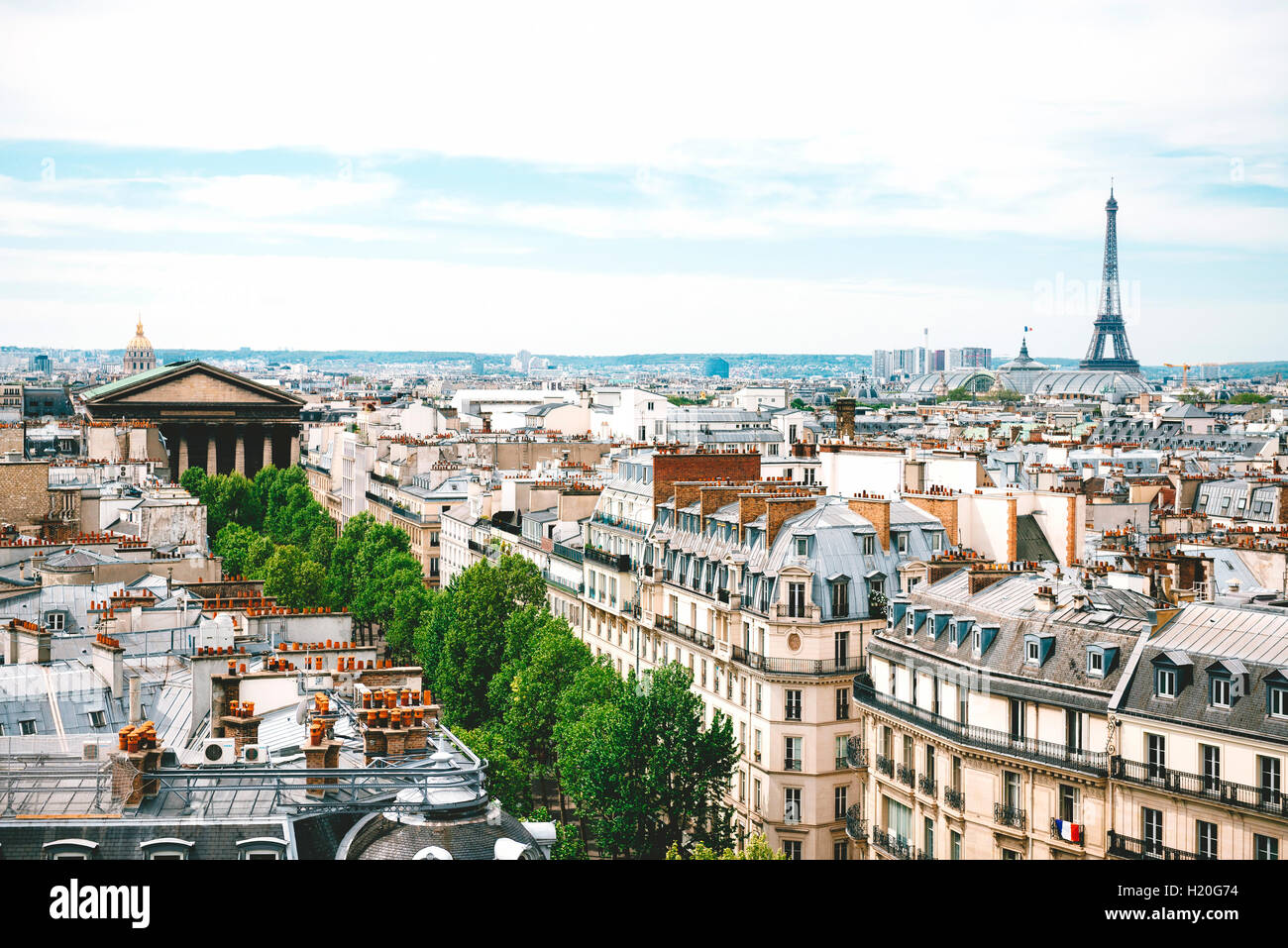 France, Paris, view of the city with the Eiffel Tower at right and ...
