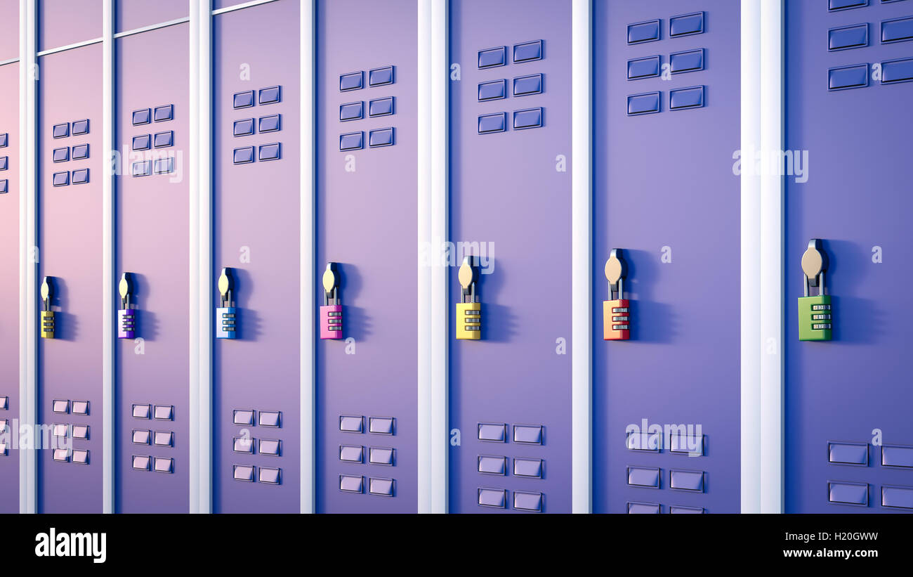 Lockers with combination lock, 3D Rendering Stock Photo - Alamy