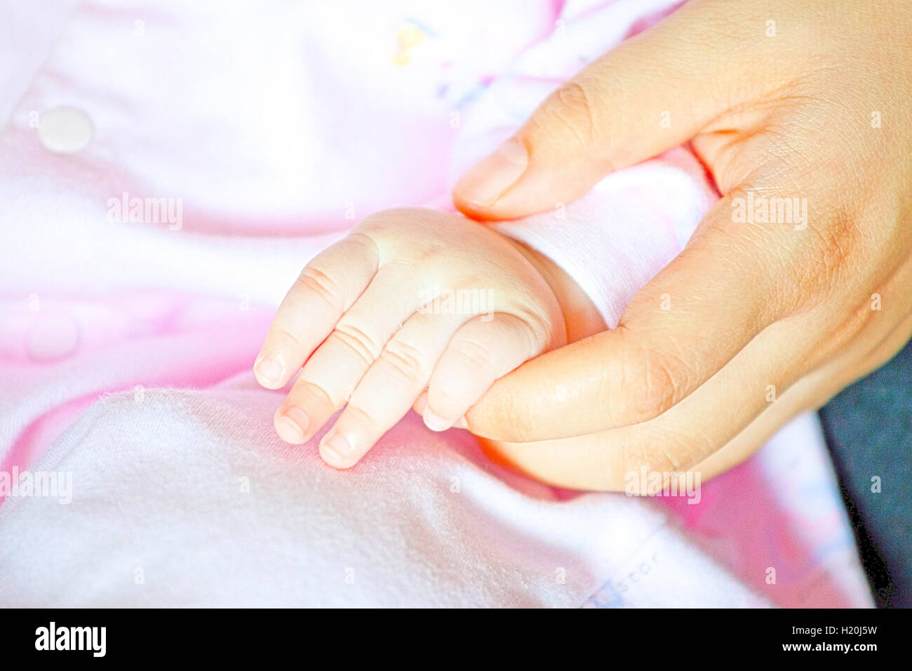 Adult holding a baby hand Stock Photo - Alamy