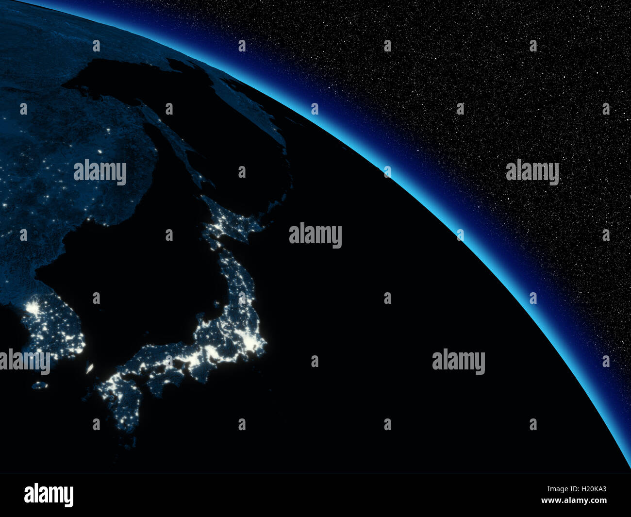 Night over Japan Stock Photo - Alamy