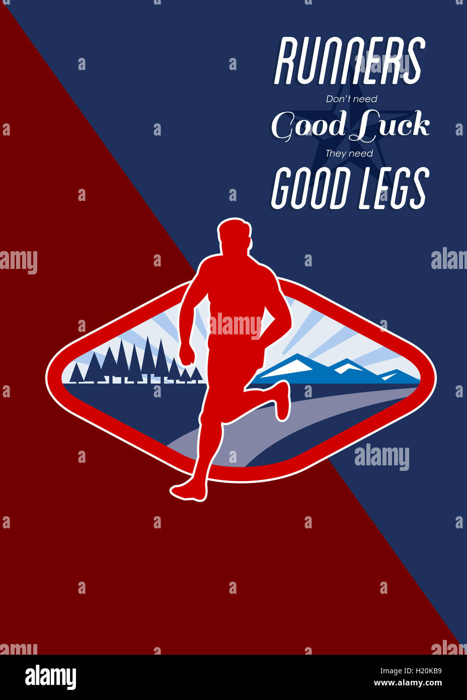 Cross Country Runner Retro Poster Stock Photo - Alamy