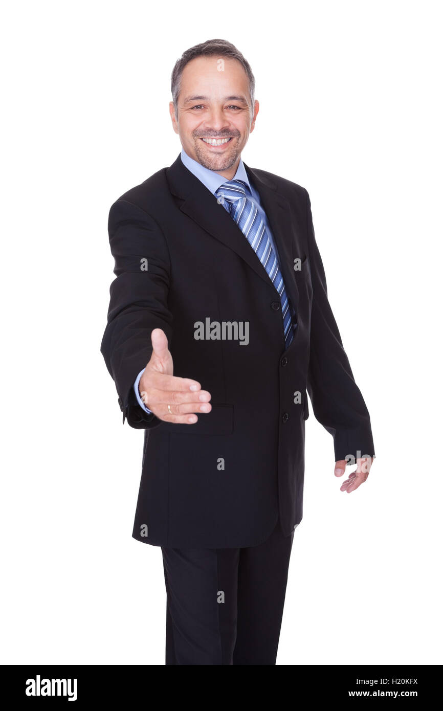 Portrait Of A Businessman Offering Handshake Stock Photo - Alamy