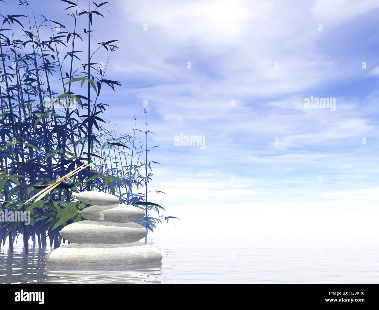 Zen white stones - 3D render Stock Photo - Alamy