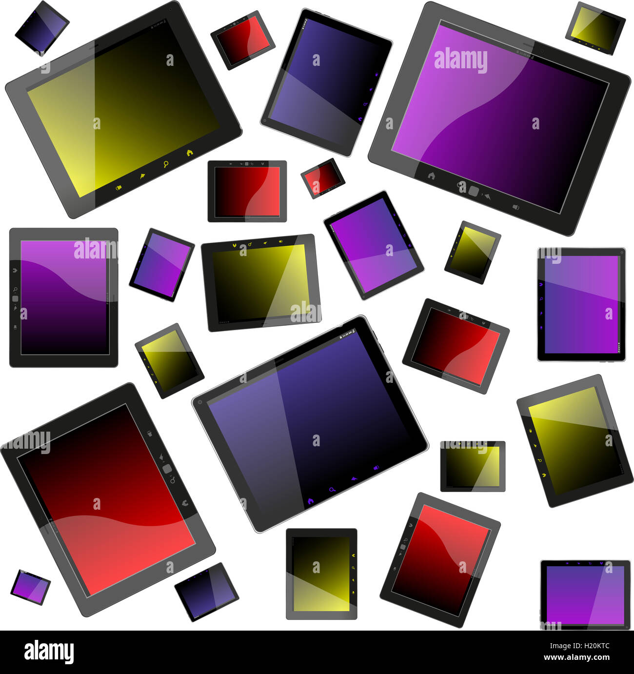 Set of tablet pc computers with blank screen on white background Stock ...