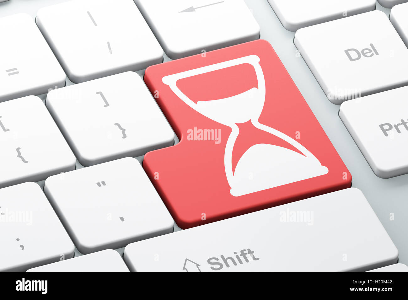 Timeline concept: Hourglass on computer keyboard background Stock Photo ...