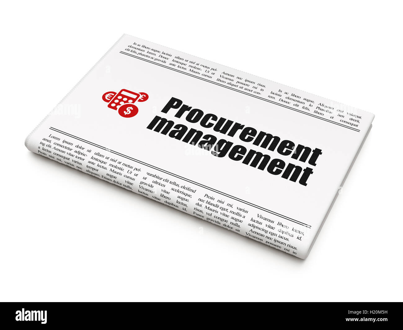 Business concept: newspaper with Procurement Management and Calculator ...