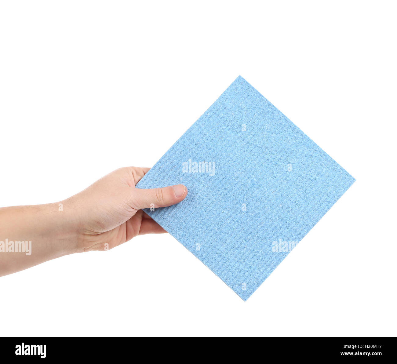 Hand holds blue cleaning sponge Stock Photo - Alamy