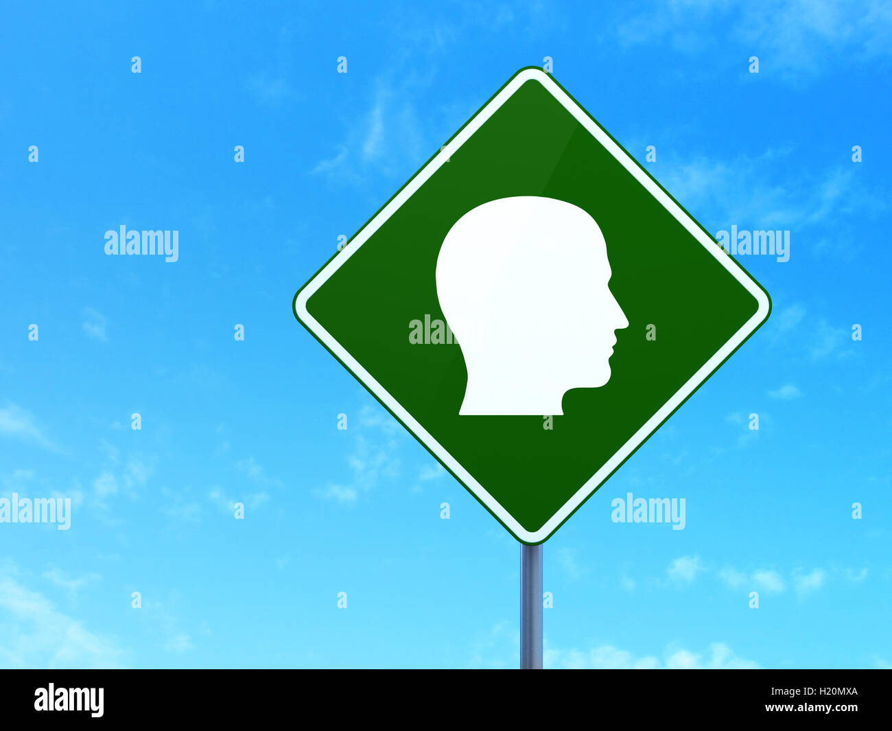 Data concept: Head on road sign background Stock Photo - Alamy