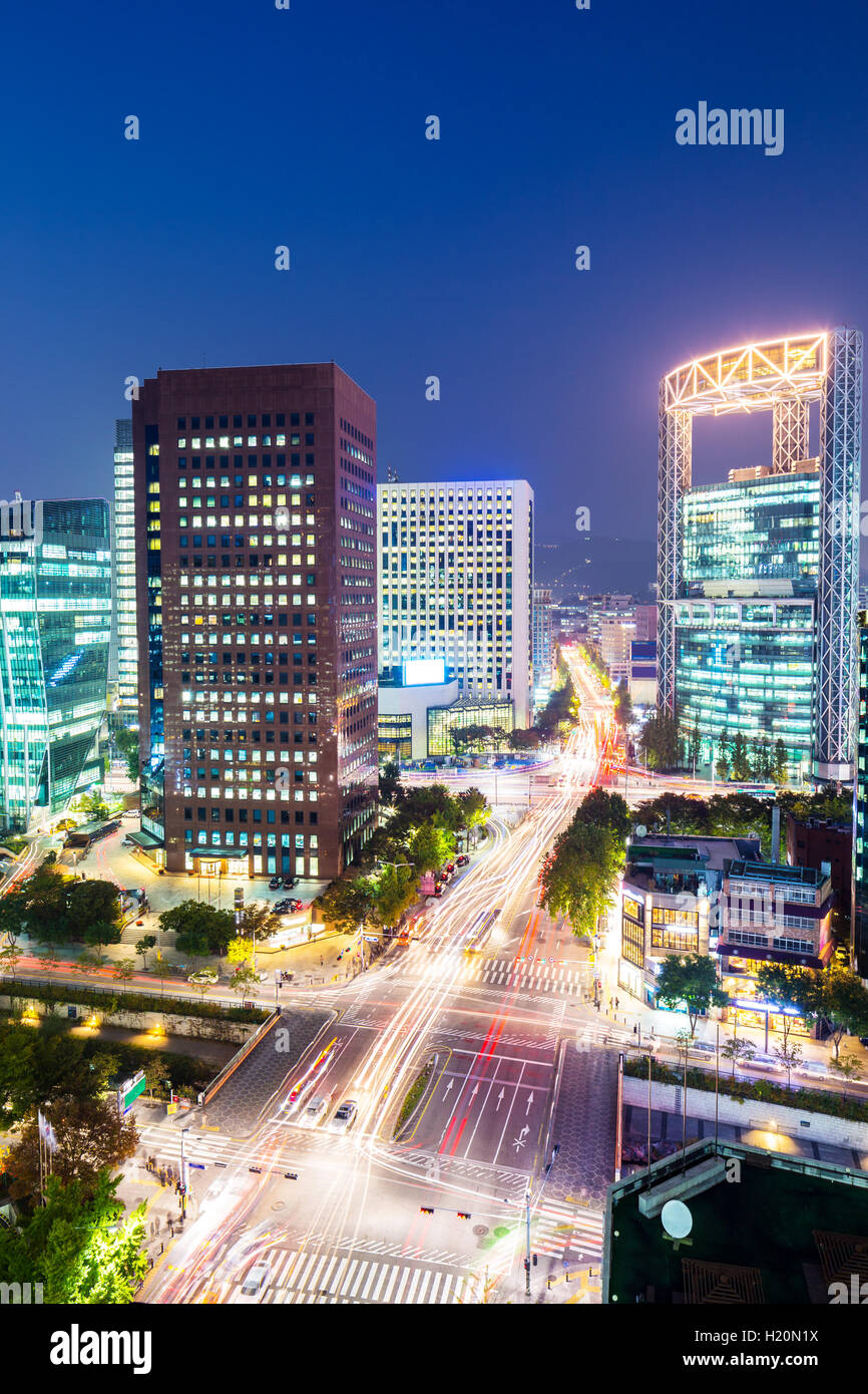 Seoul city at night Stock Photo - Alamy