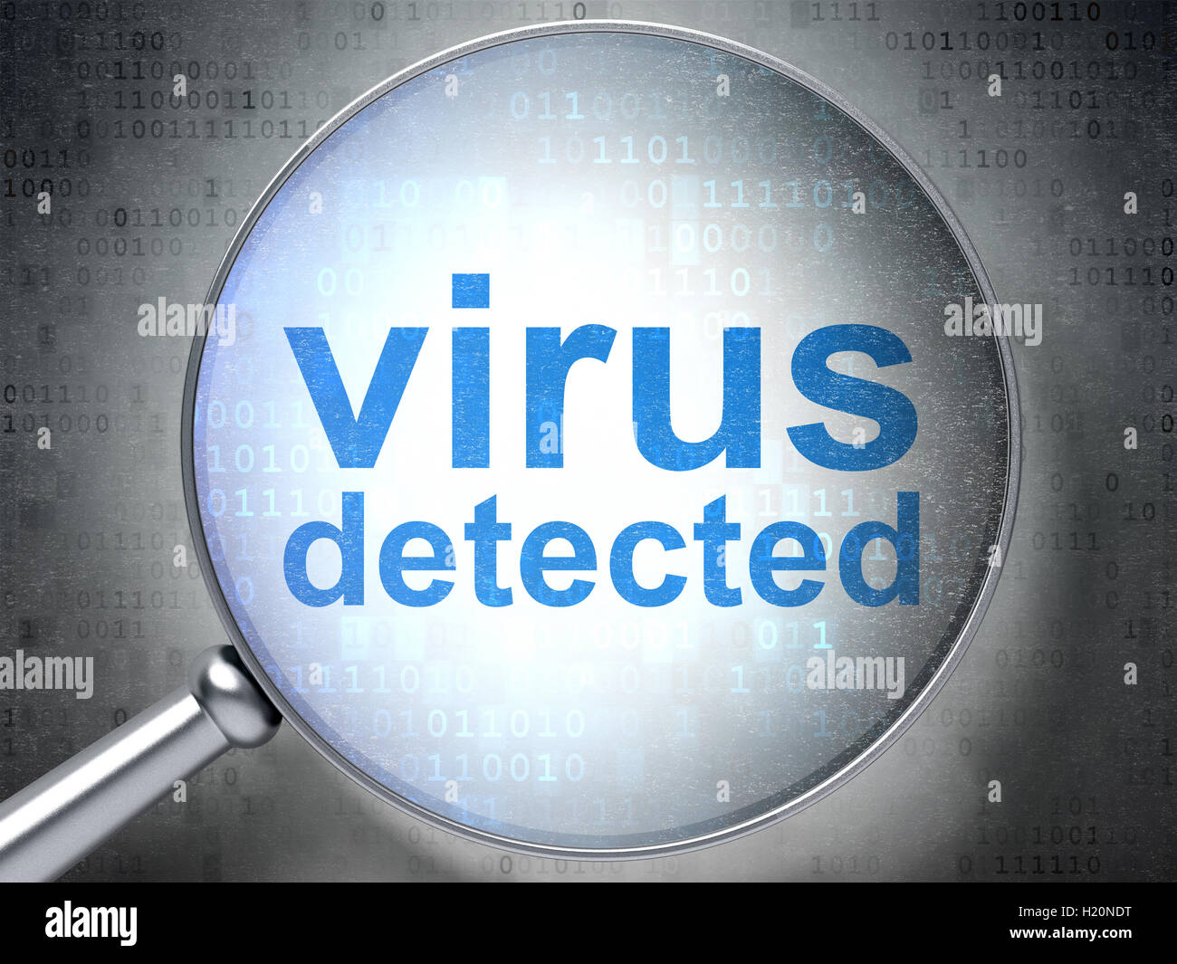 Protection concept: Virus Detected with optical glass Stock Photo - Alamy