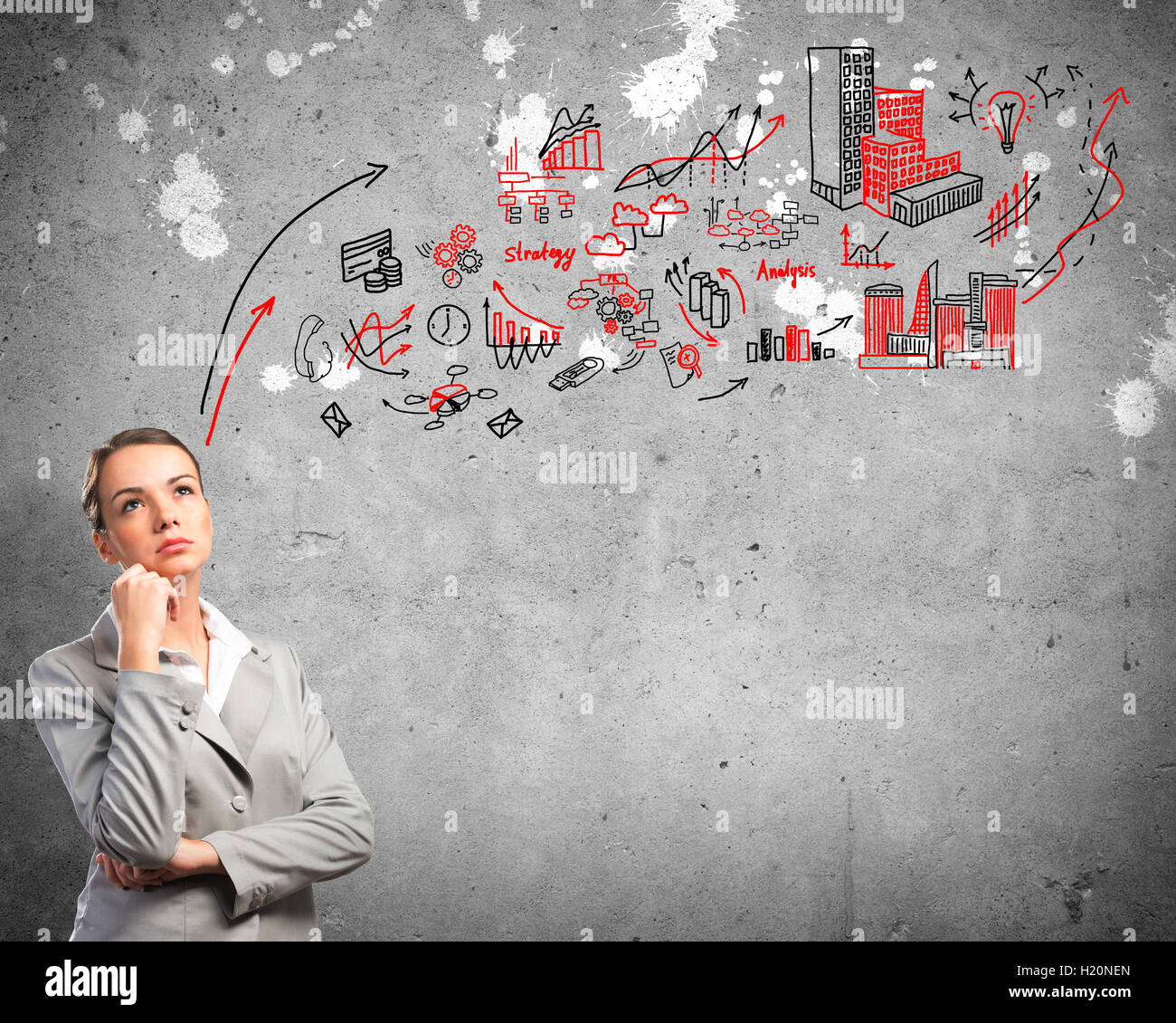 thinking business woman Stock Photo - Alamy