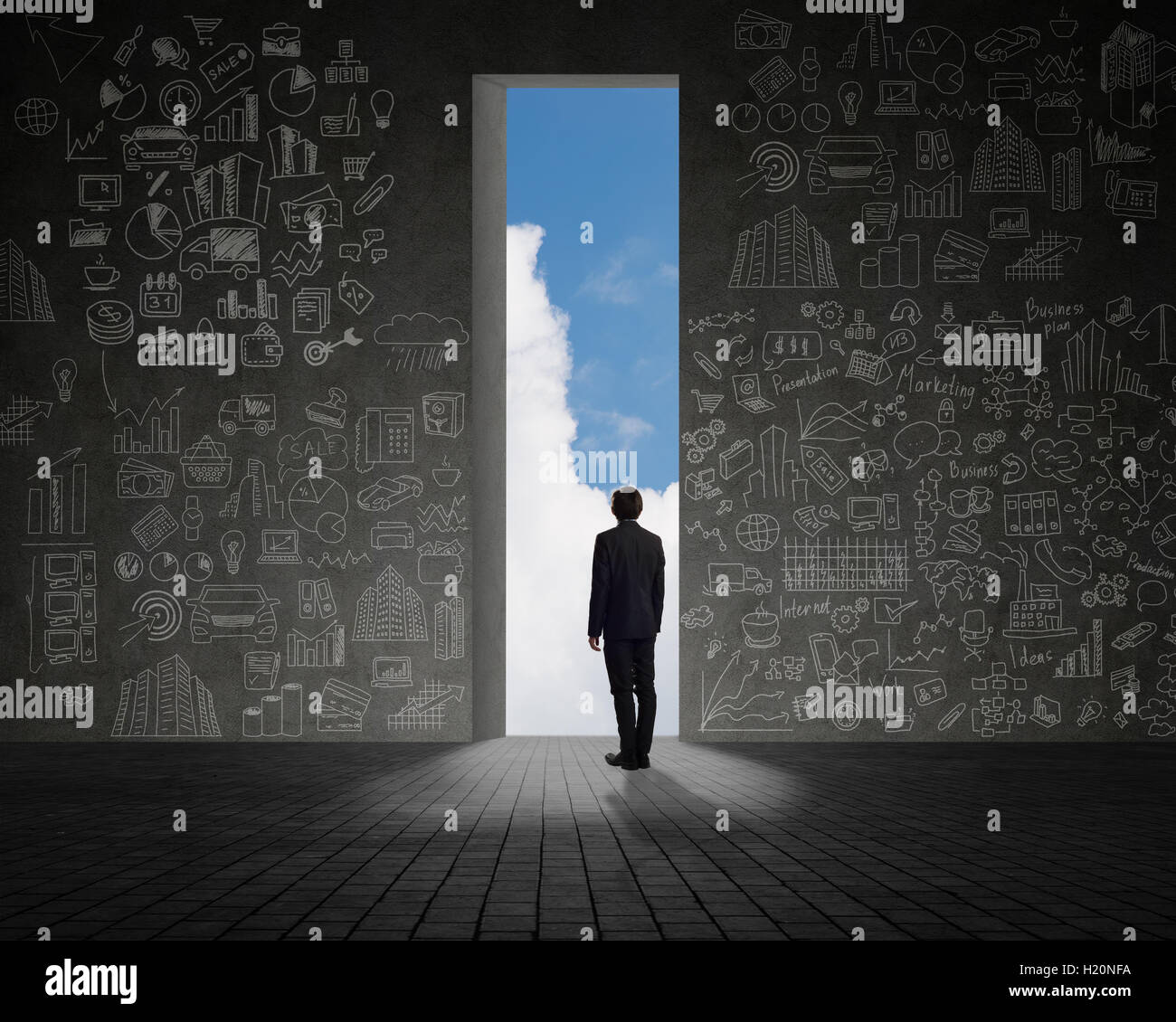 businessman standing at the exit Stock Photo - Alamy