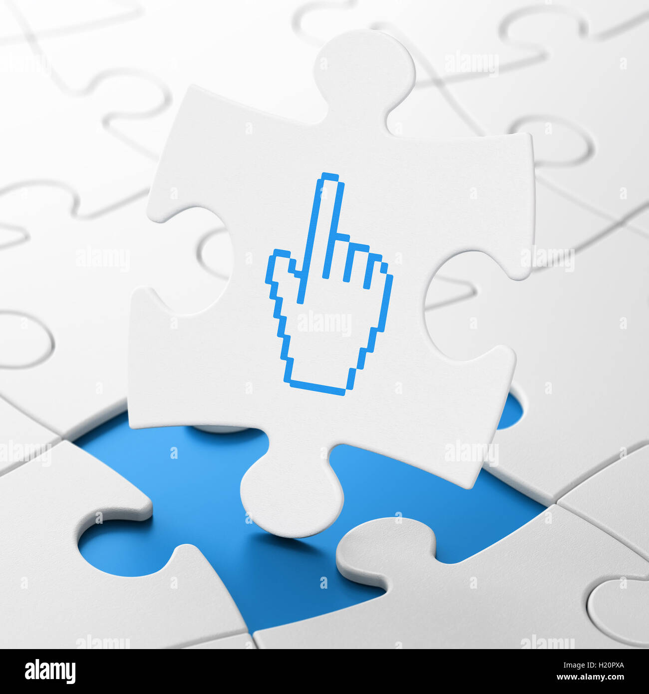 Social media concept: Mouse Cursor on puzzle background Stock Photo - Alamy