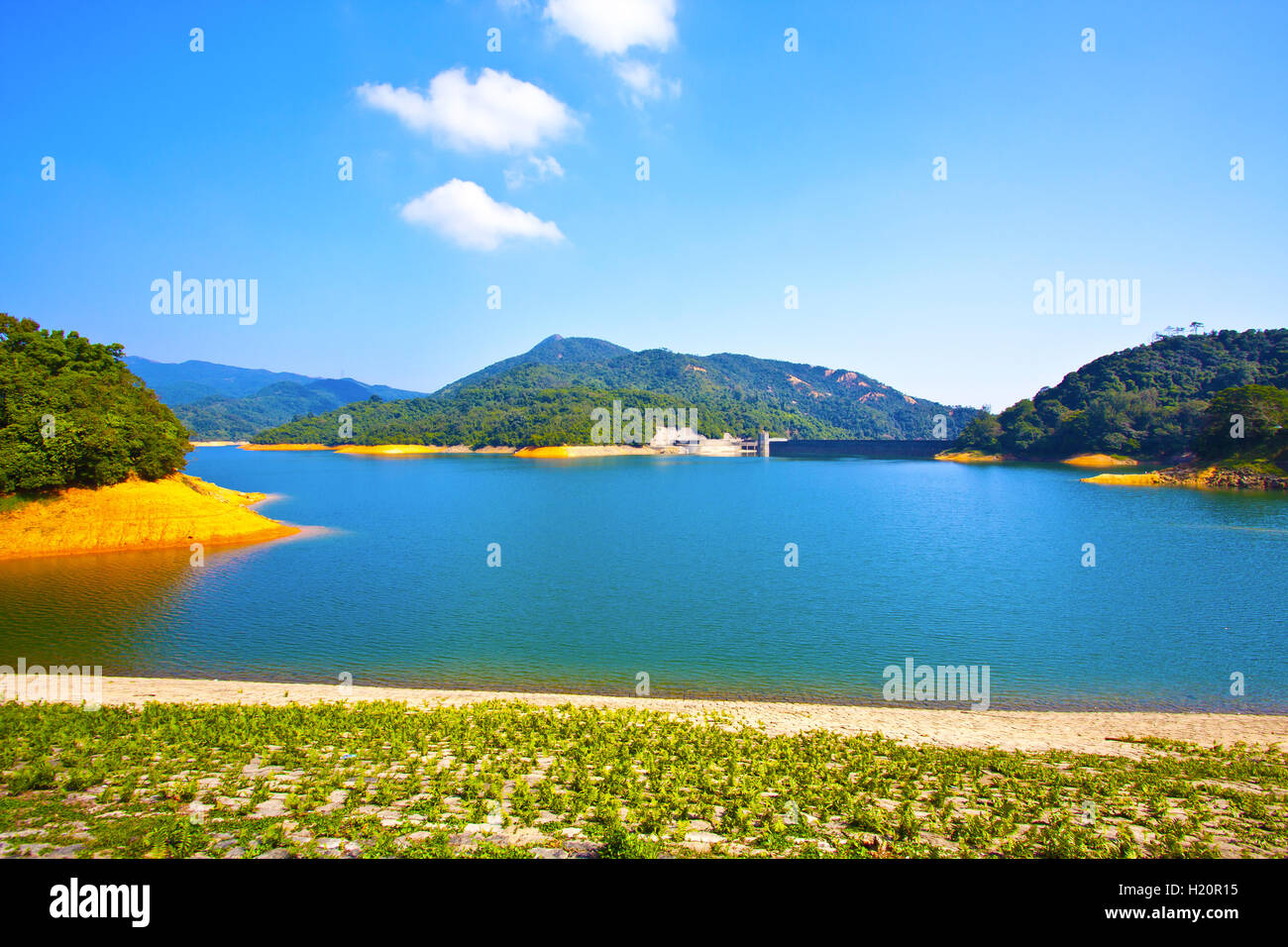 Beautiful blue clear water along the lake in Hong Kong Stock Photo - Alamy