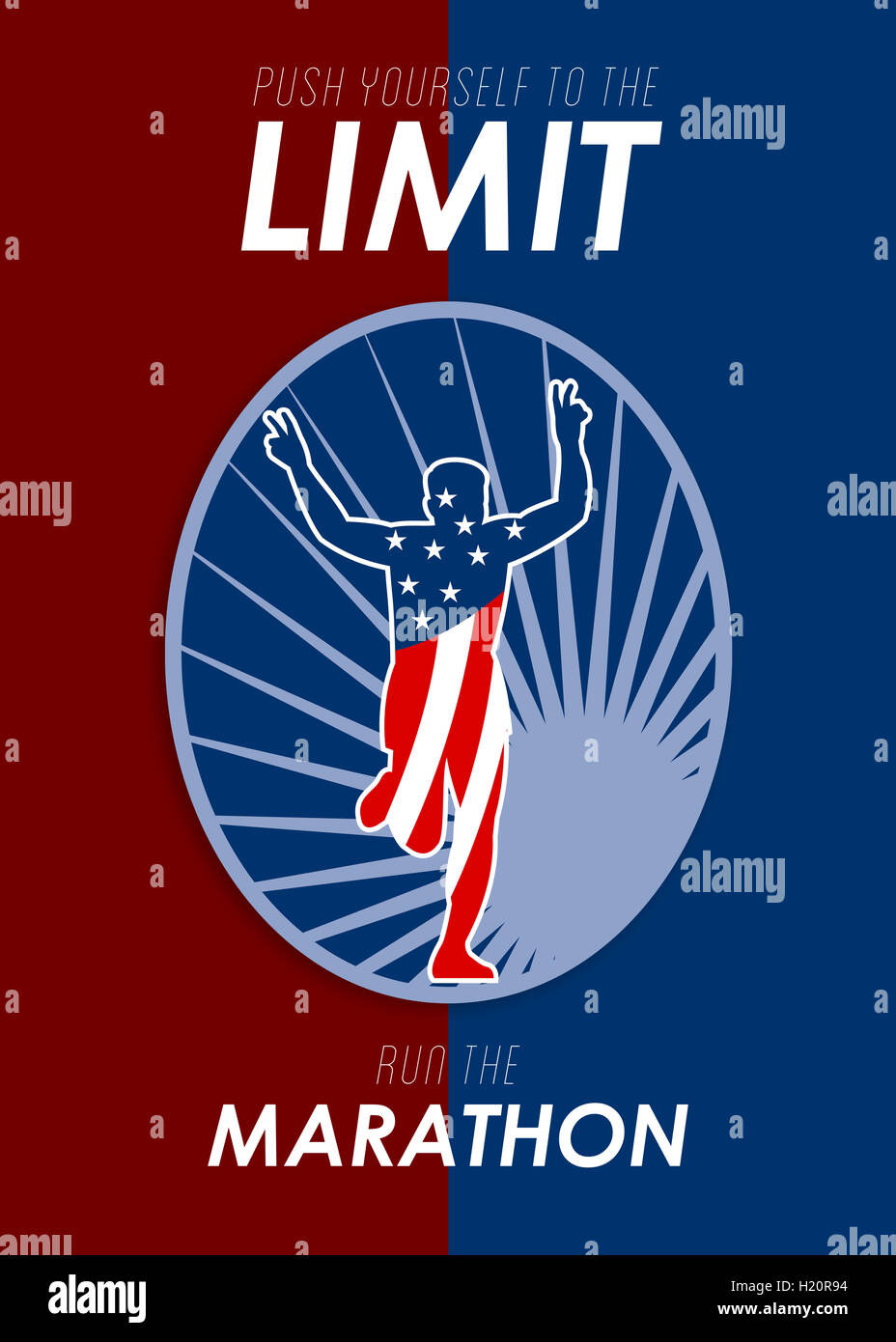 Run Marathon Push Limits Retro Poster Stock Photo - Alamy
