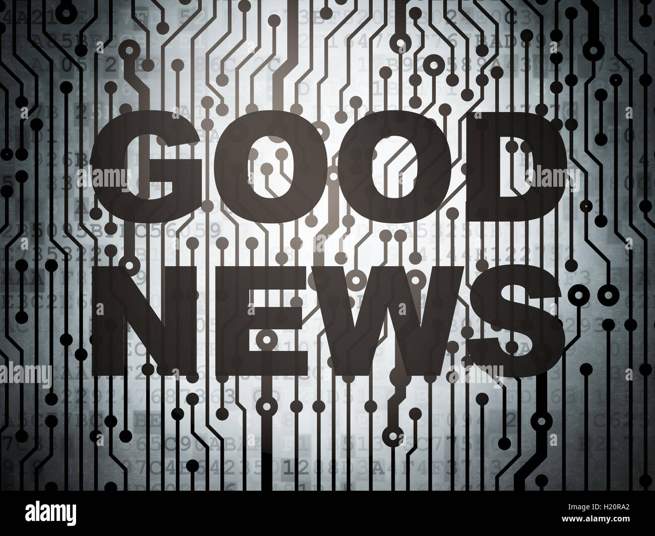 News concept: circuit board with Good News Stock Photo - Alamy