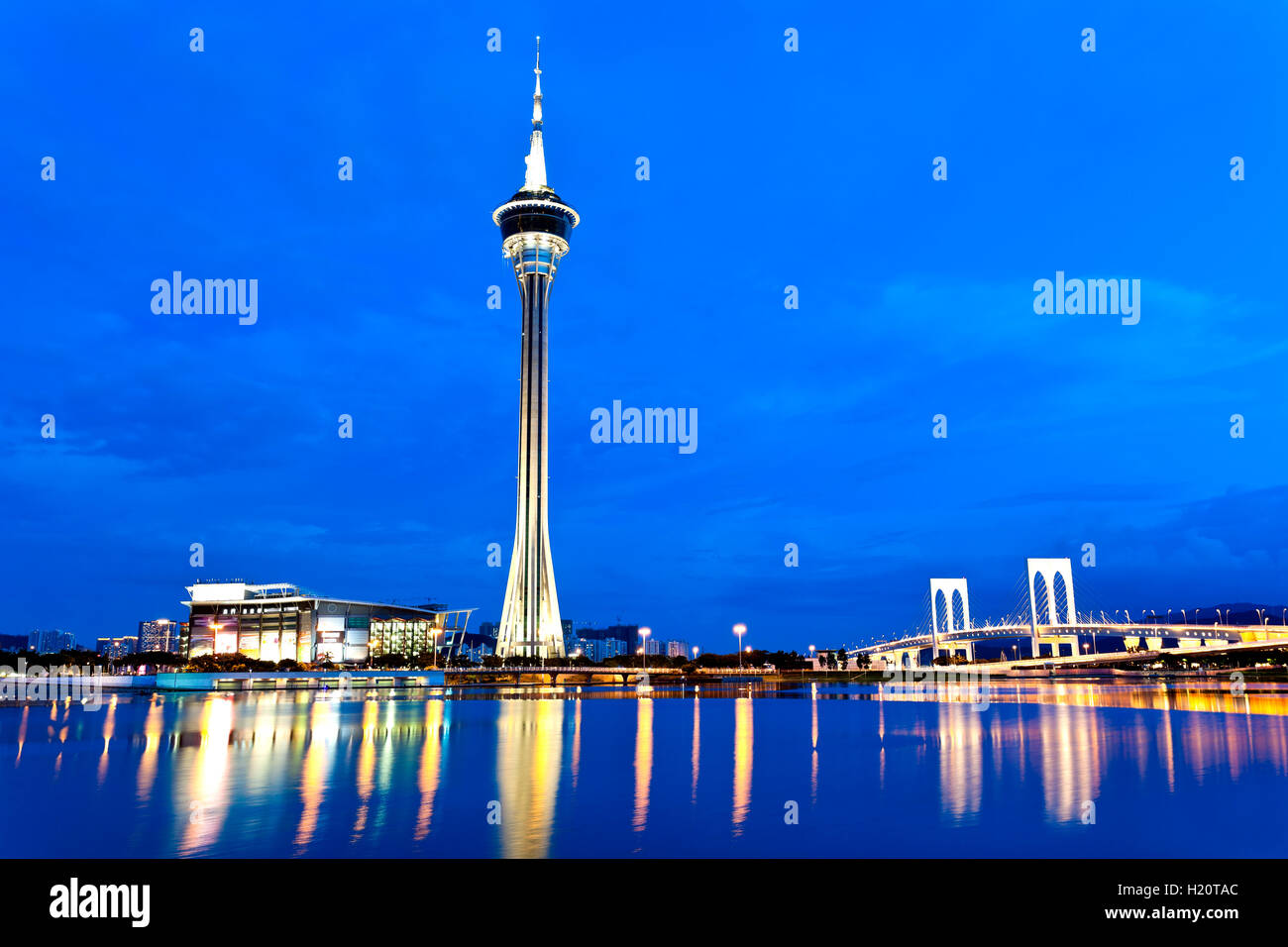 Macau tower at night Stock Photo - Alamy