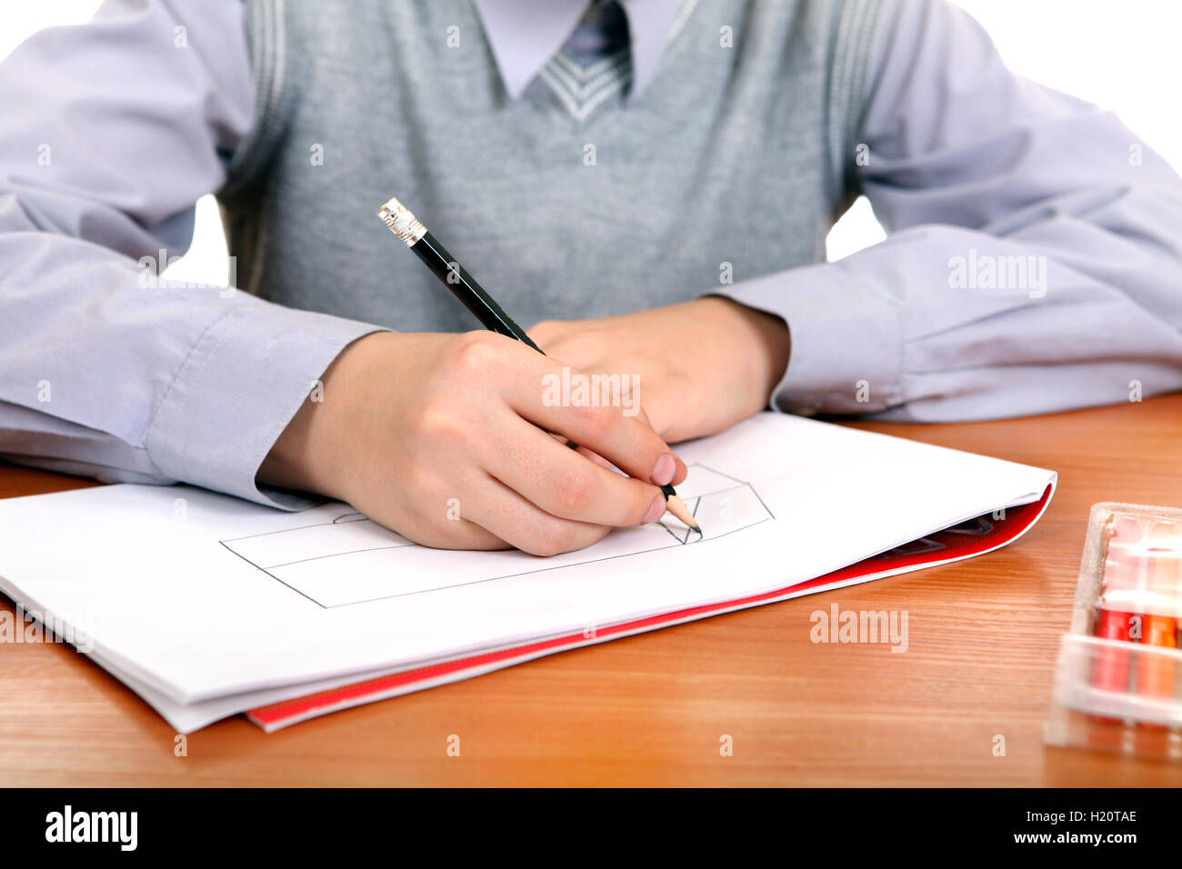 Boy is Drawing Stock Photo - Alamy